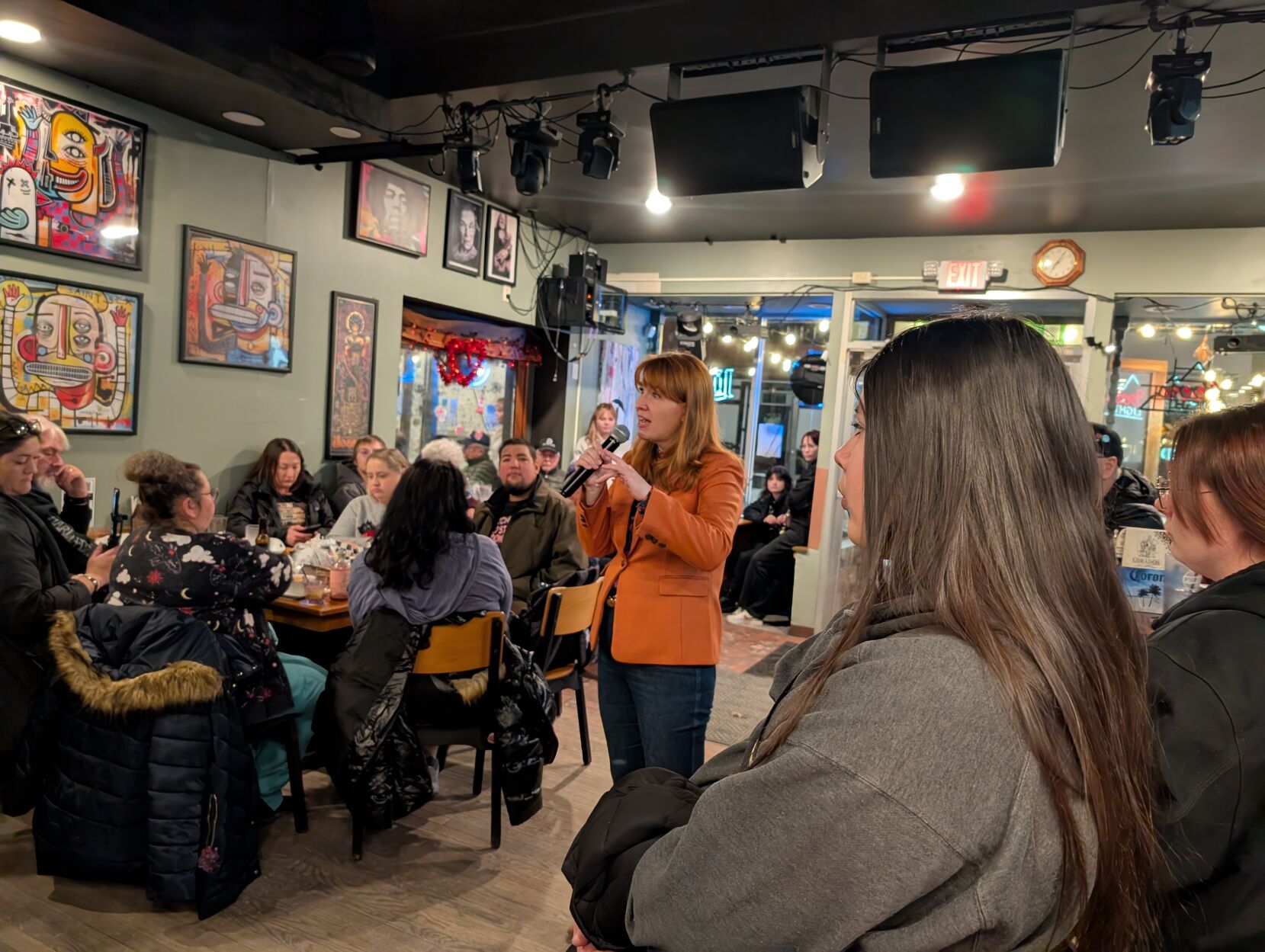 Congressional candidate Lindsay James speaks in Mason City