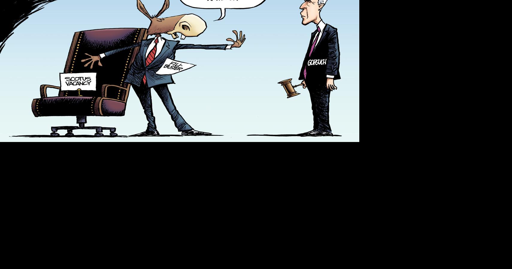 Political cartoons: Gorsuch, London, EU, health care, water