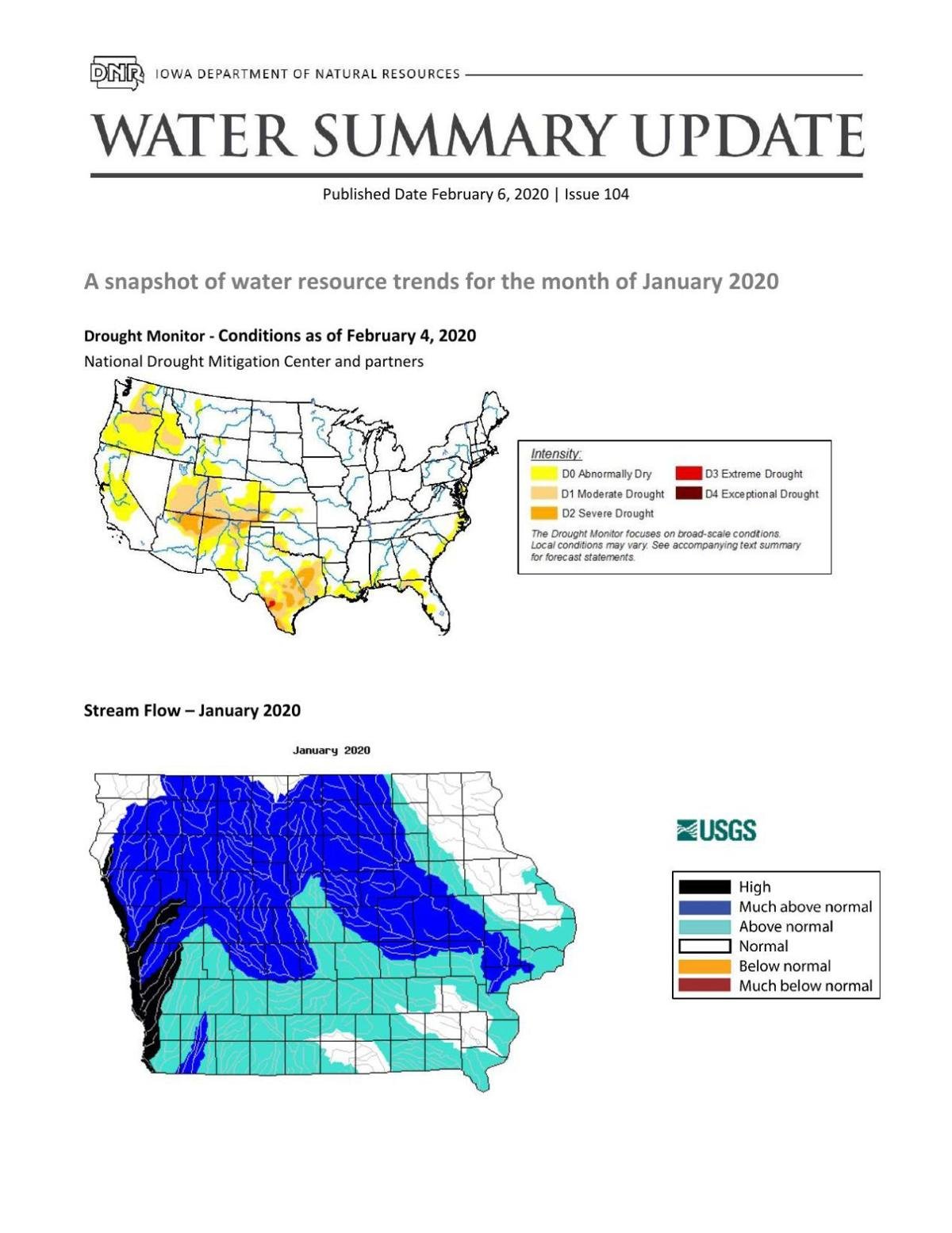 Water Summary Update: January warmer with more rain and snow than usual