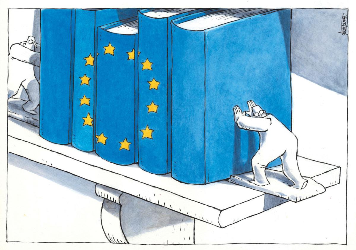 Political cartoons: Address, Europe, press, health care, infrastructure ...