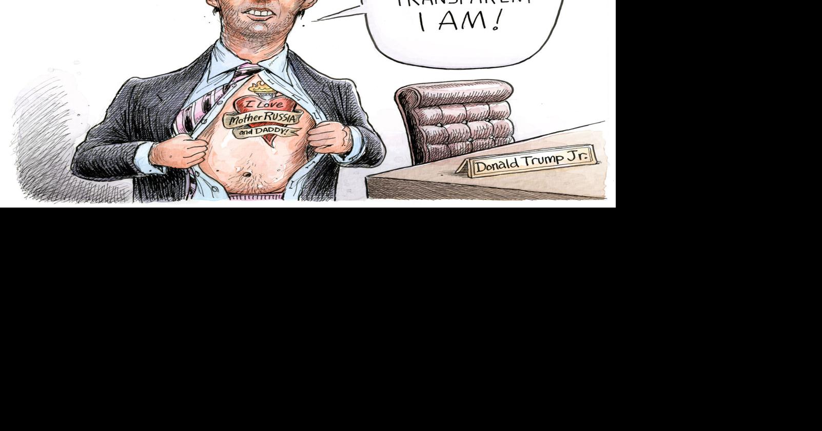 Political cartoons: Jr., Russia, Putin, wall, Trump