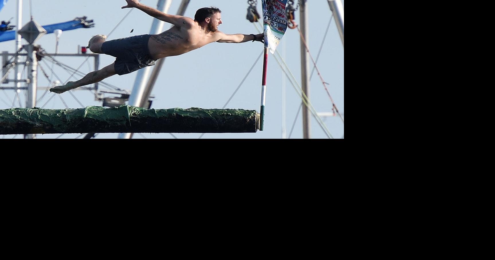 VIDEO: Nick Taormina;s near miss during Friday's Greasy Pole walk | St ...