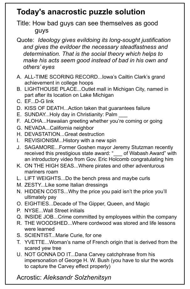 ACROSTIC: How bad guys see themselves as good guys | News | goshennews.com