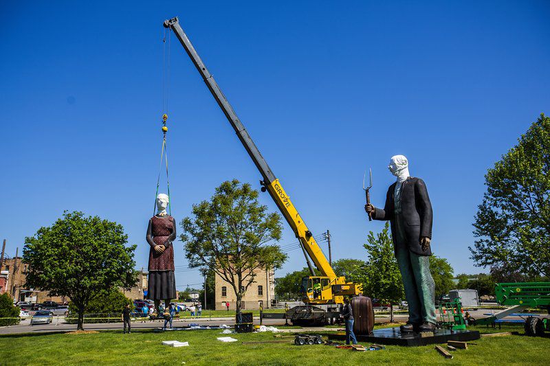 A monumental 25-foot-tall sculpture overlooks Central Park in Elkhart ...