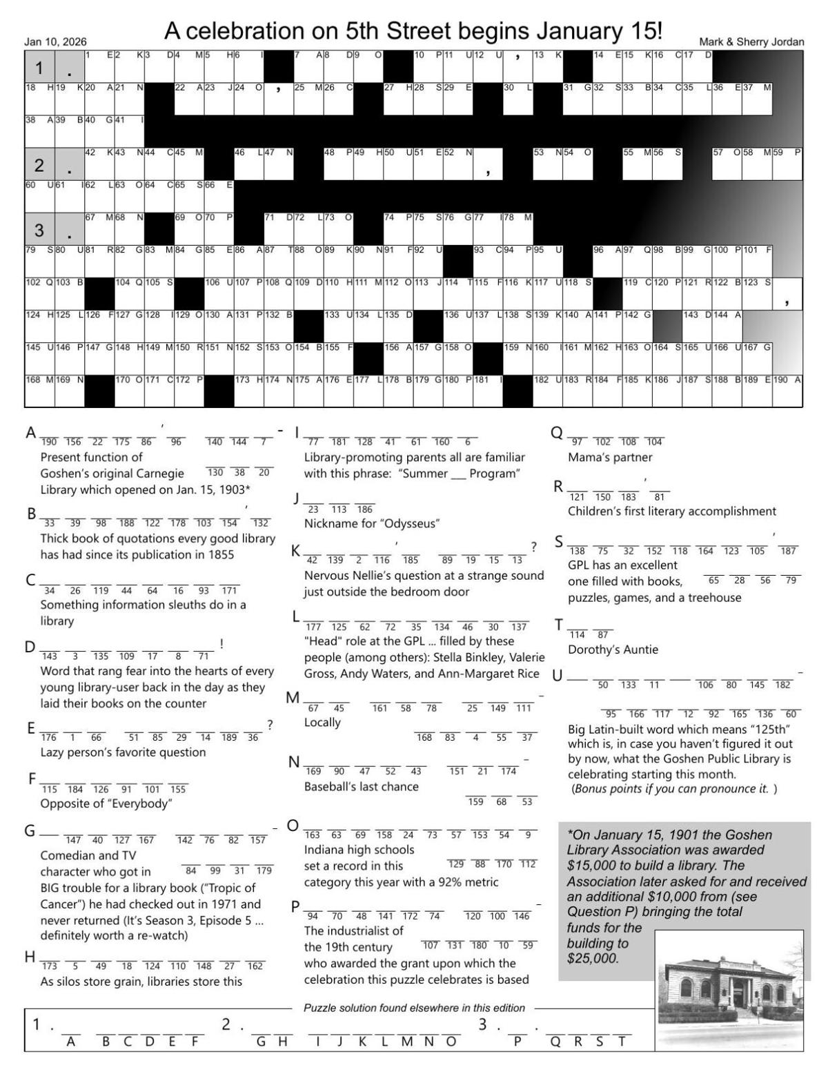 ACROSTIC PUZZLE: A celebration on 5th Street has begun | News ...