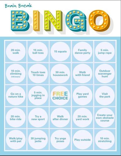 Brain Break Bingo Challenge starts Monday | News | goshennews.com