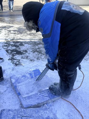 frozen ice workers
