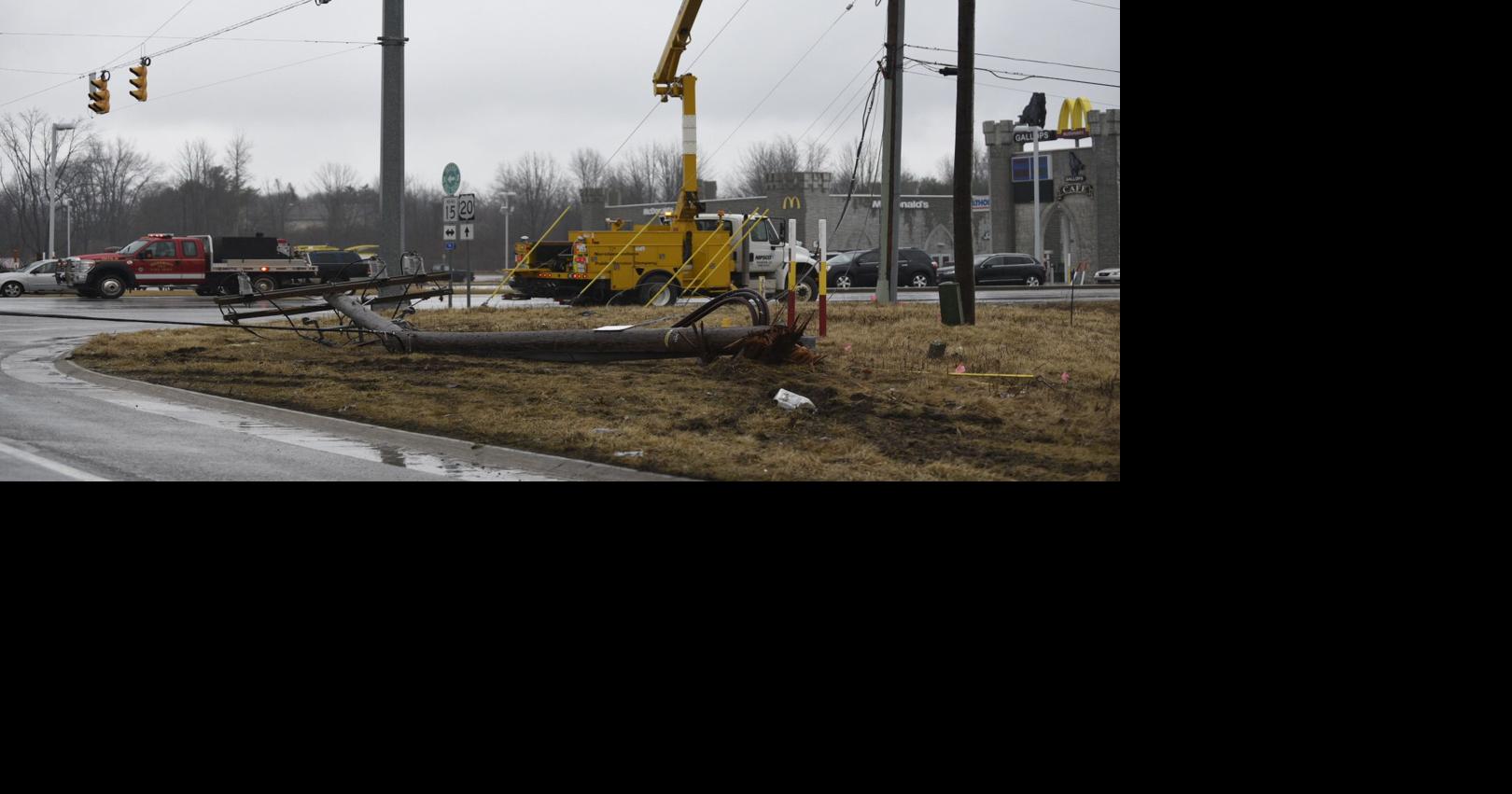 Snapped pole, downed power line closes Ind. 15 | Local News ...