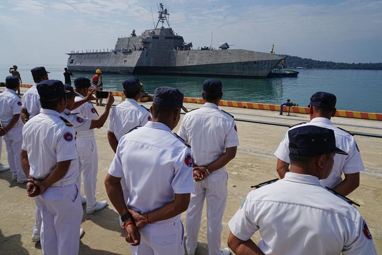 A US warship is making a friendship visit to a Cambodian naval base ...
