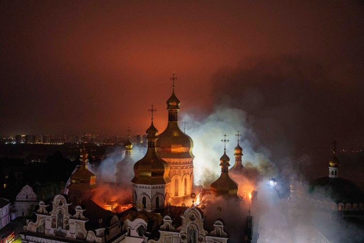 Russian attack sets fire to centuries-old religious site in Kyiv and ...