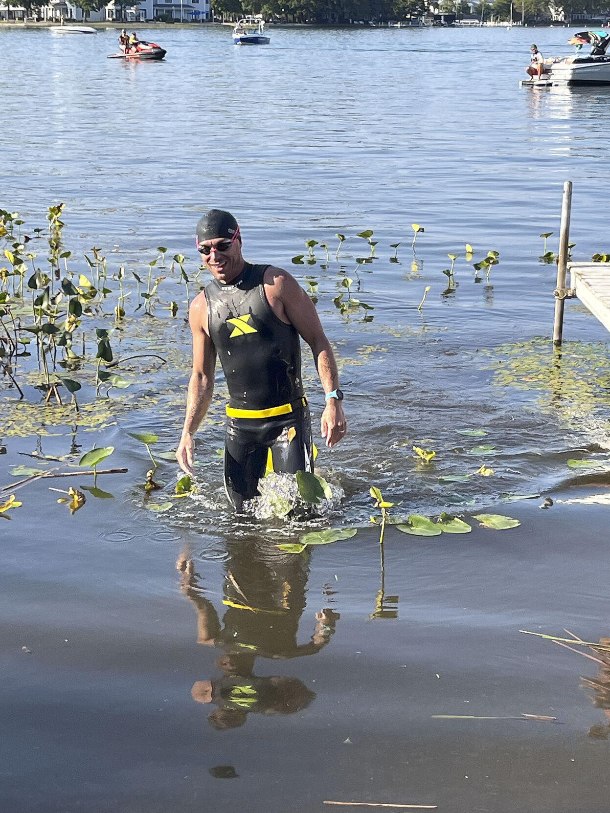NINE HOURS LATER: Syracuse man swims the shoreline of Lake Wawasee ...