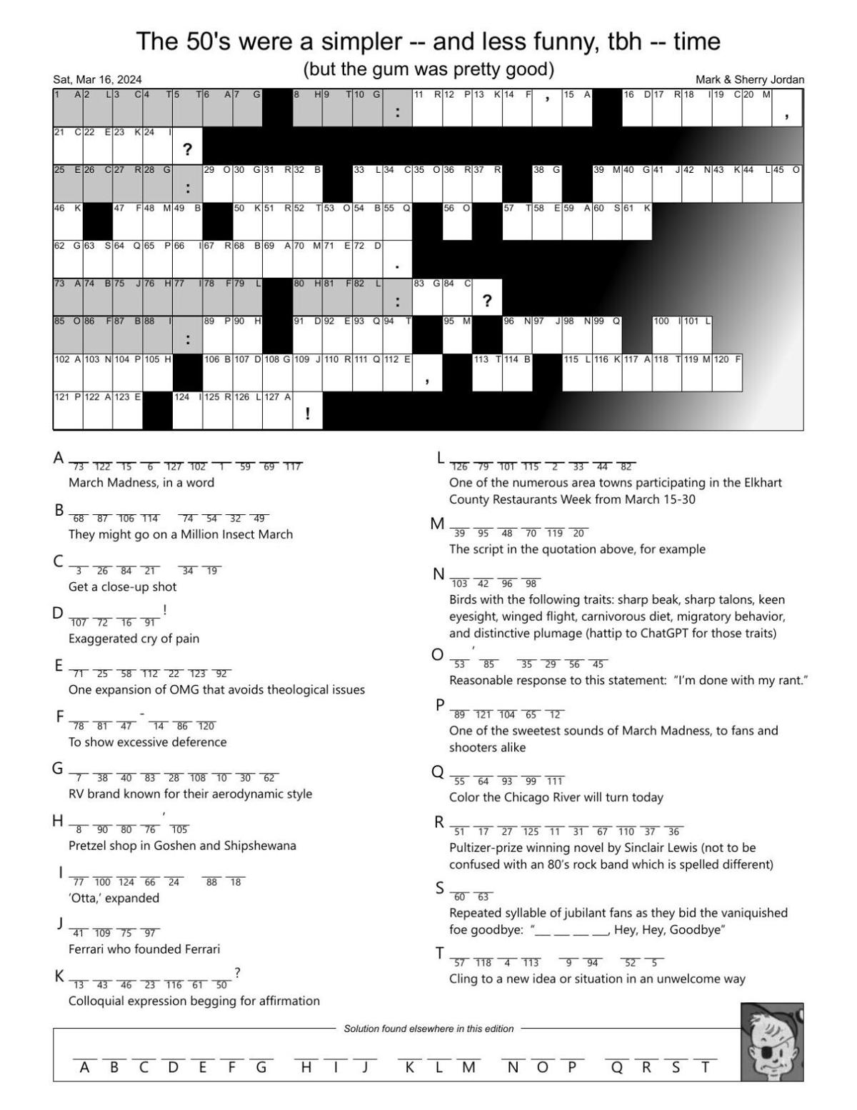 ACROSTIC: The '50s were a simpler — and less funny, tbh — time | News ...