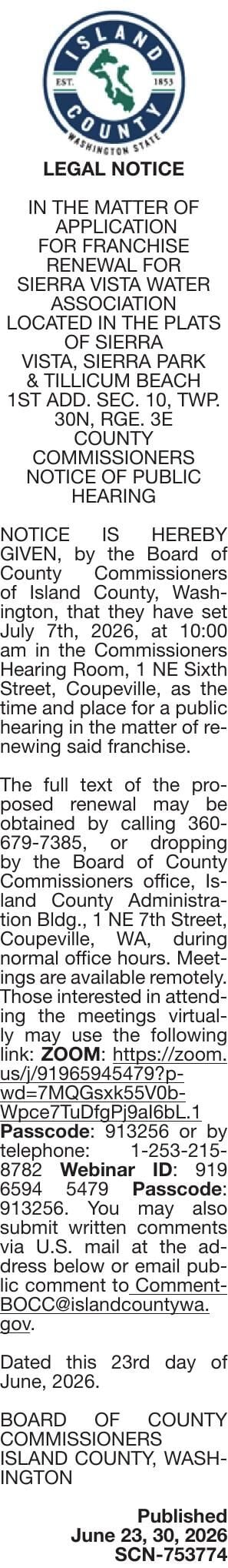 SCN-753774 Sierra Vista | Legal Announcements | goskagit.com
