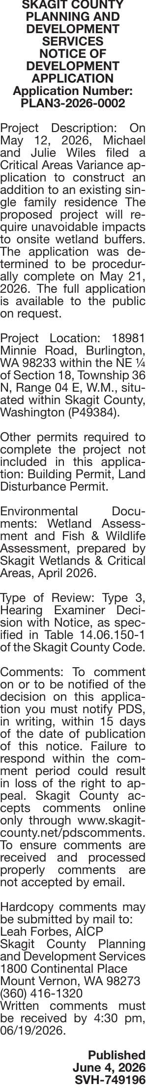 SVH-749196 PLAN3-2026-0002 | Legal Announcements | goskagit.com