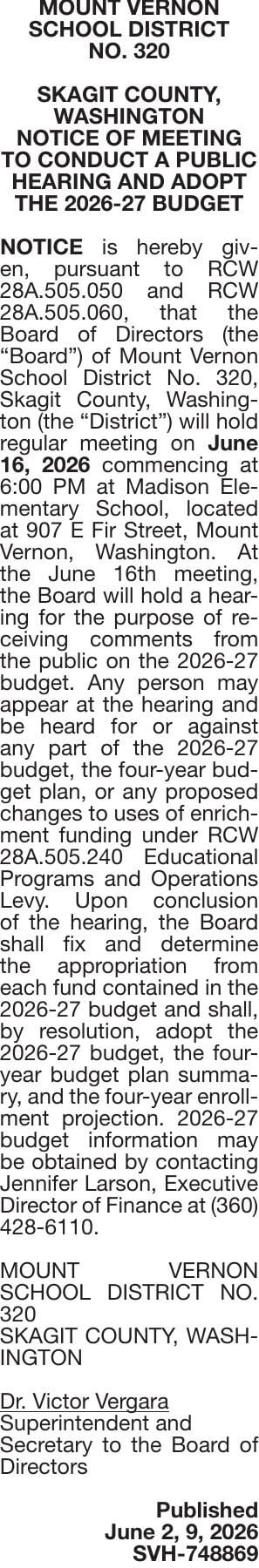 SVH-748869 Hearing to Adopt 2026-27 Budg | Legal Announcements ...