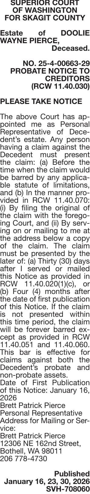 SVH-708060 Doolie Wayne Pierce NTC | Legal Announcements | goskagit.com