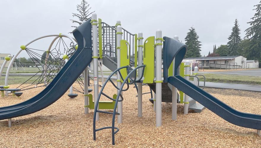 New playground equipment installed at Evergreen Elementary School ...