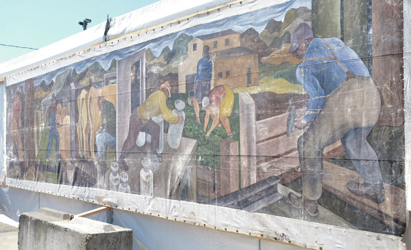 Family’s long-folded tarp reveals enormous old mural | All Access ...