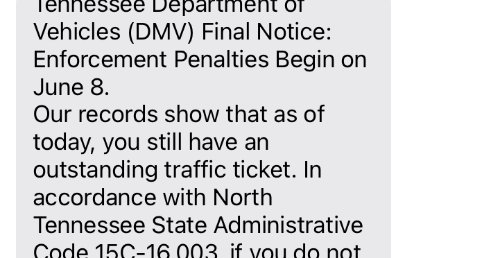 New Traffic Ticket Text Scam Surfaces In Tennessee | Local News ...