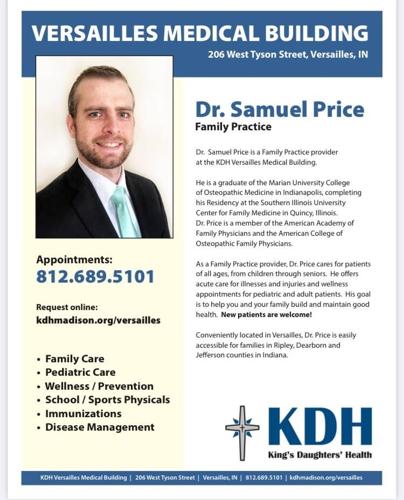 Ripley County Chamber welcomes Dr. Samuel Price | Local News ...
