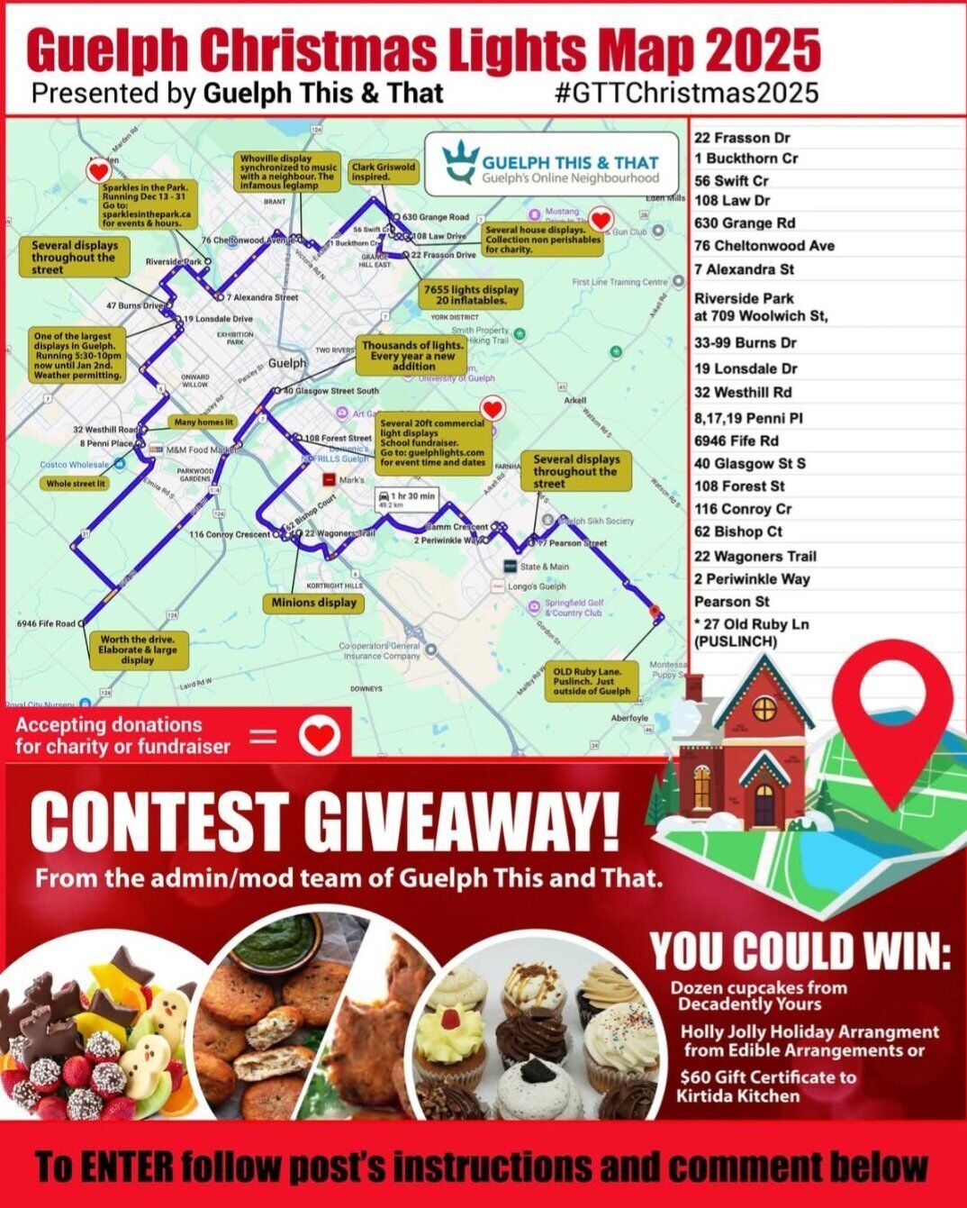 Follow the Christmas Lights Map by Guelph This and That