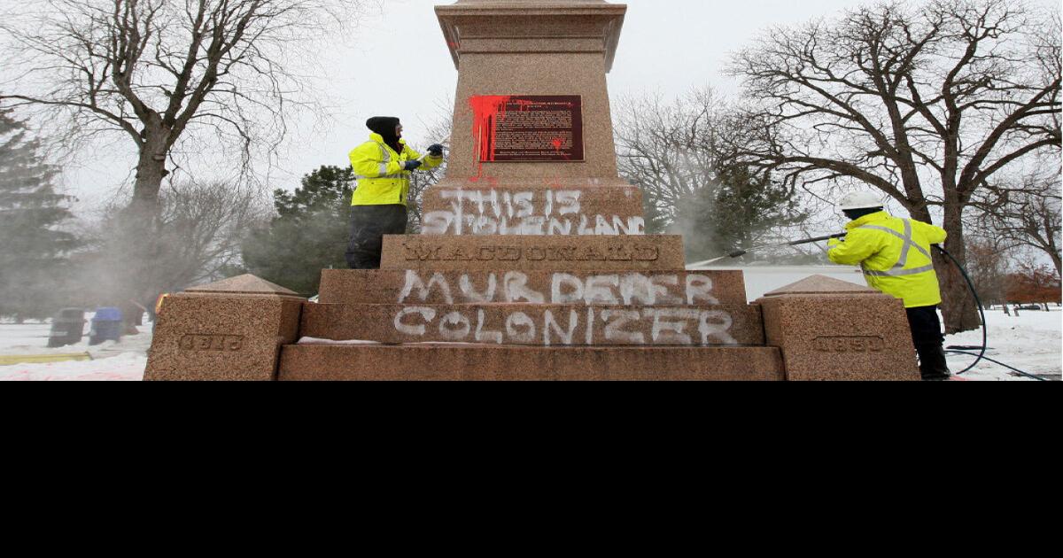 Sir John A. Macdonald statue sprayed with ‘murderer’ graffiti in ...