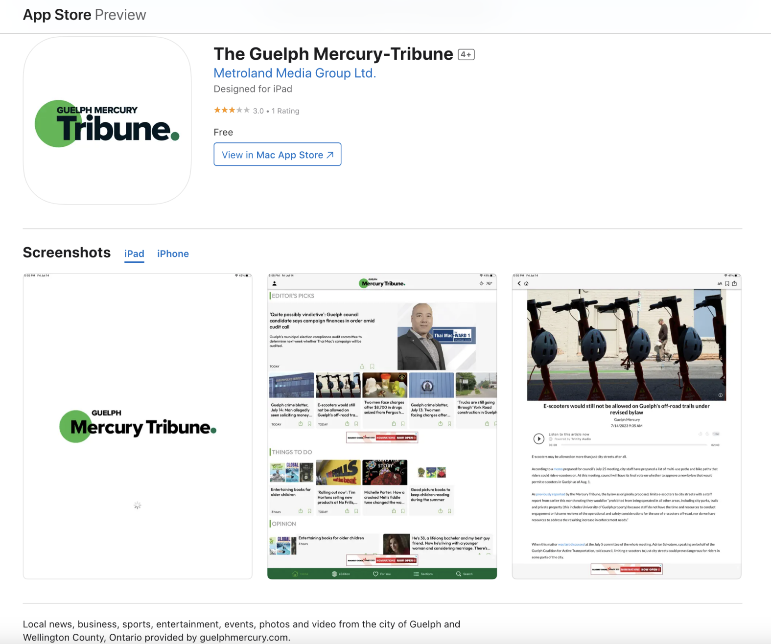 Guelph Mercury Tribune launches new and improved mobile app