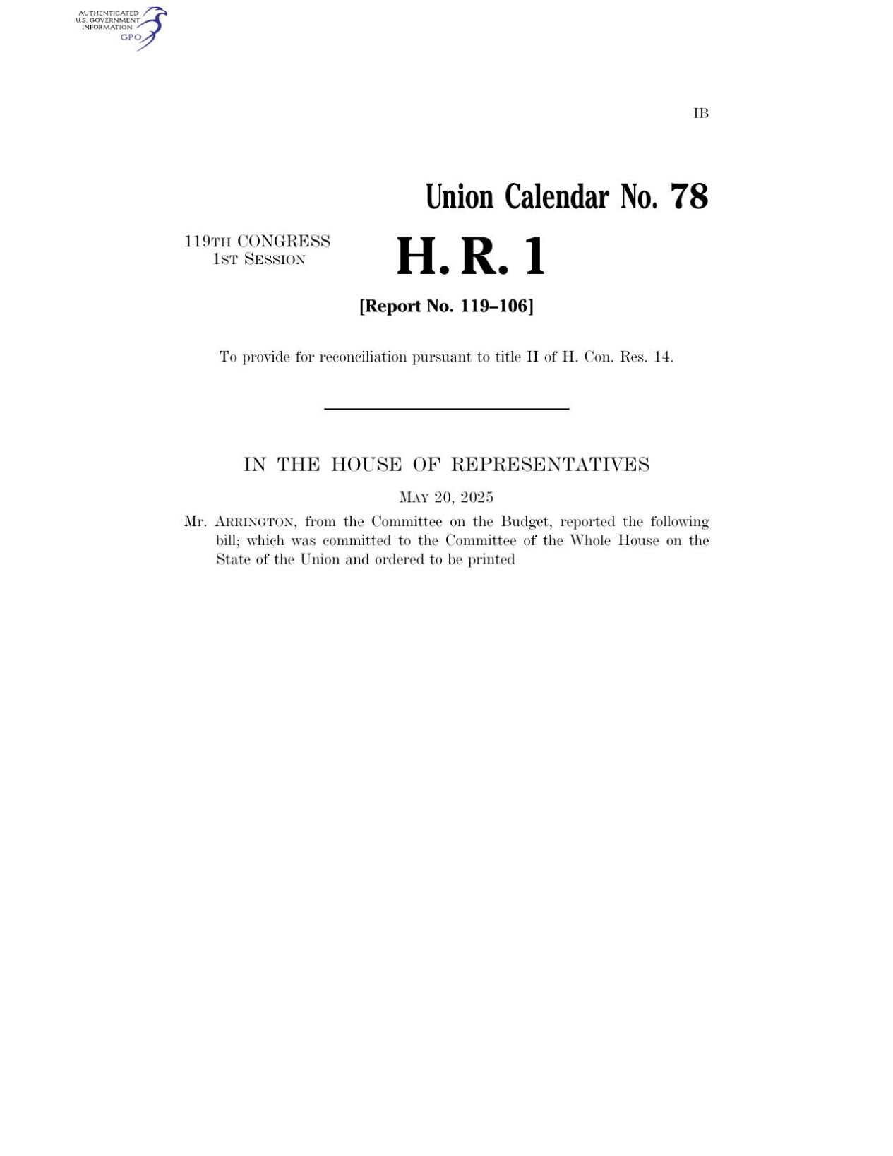 Read it here: H.R.1 - One Big Beautiful Bill Act | Free Access | gvnews.com