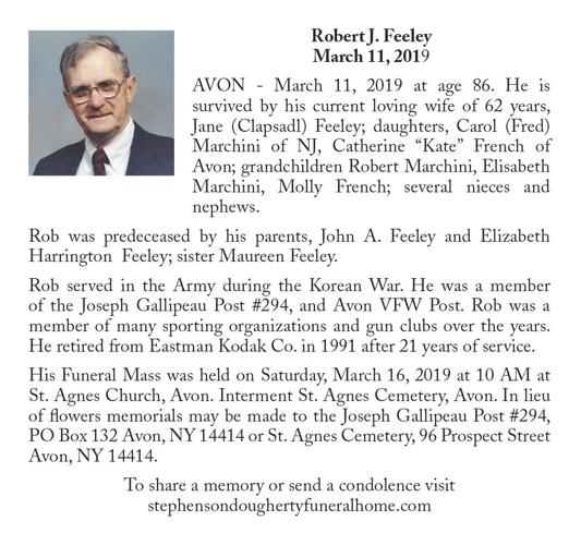Robert J. Feeley ~ March 11, 2019 | Passages | Obituaries ...