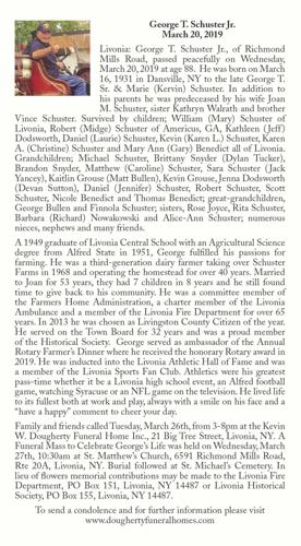 George T. Schuster Jr. ~ March 20, 2019 | Passages | Obituaries ...