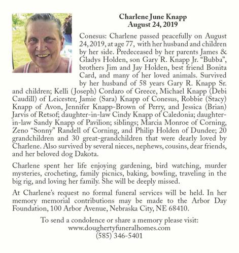 Charlene June Knapp ~ August 24, 2019 | Passages | Obituaries ...
