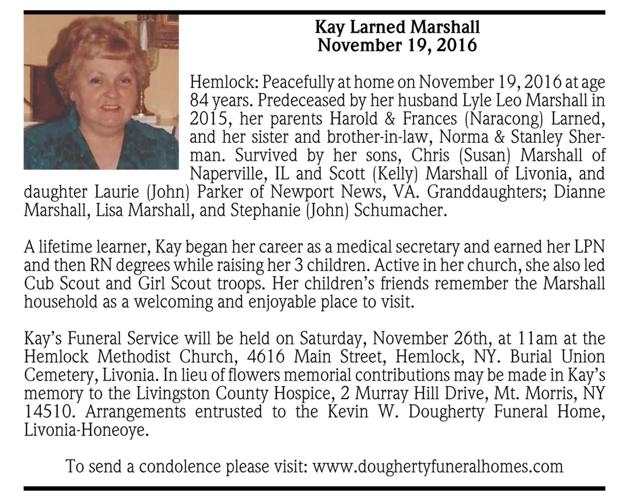 Kay Larned Marshall ~ November 19, 2016 | Passages | Obituaries ...
