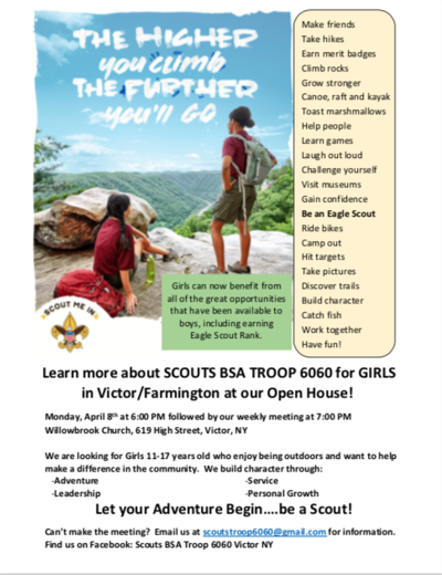 Scouts BSA Troop 6060 for Girls Open House | Hometown Events | gvpennysaver.com