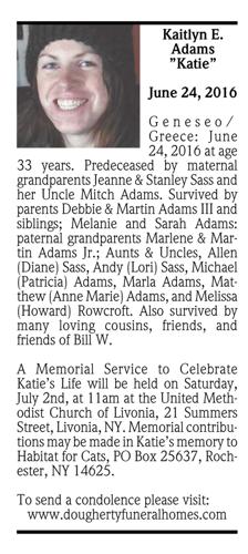 Kaitlyn E. Adams “Katie” ~ June 24, 2016 | Passages | Obituaries ...