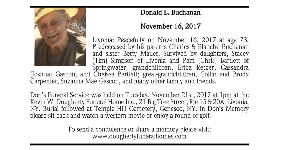 Donald L. Buchanan ~ November 16, 2017 | Passages | Obituaries ...