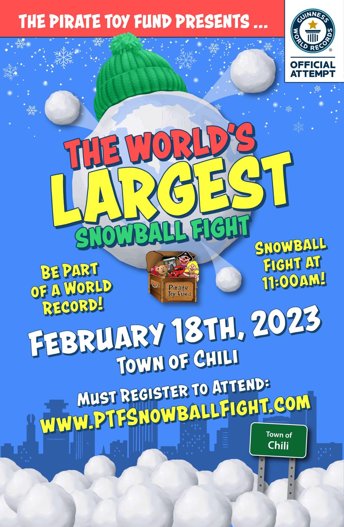 The Pirate Toy Fund presents....The Worlds Largest Snowball Fight ...