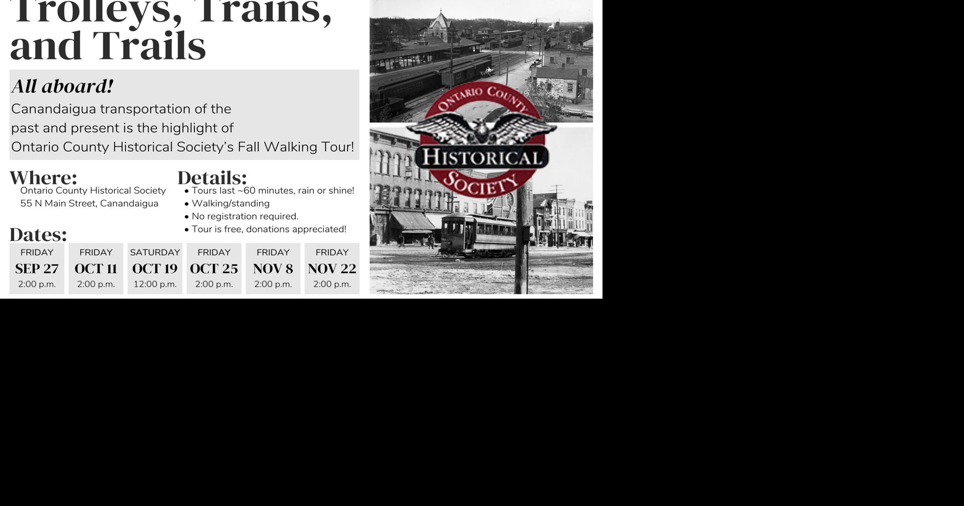 Trolleys, Trains, and Trails Walking Tours | Hometown Events ...