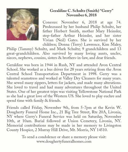 Geraldine C. Schultz (Smith) ~ November 6, 2018 | Passages | Obituaries ...