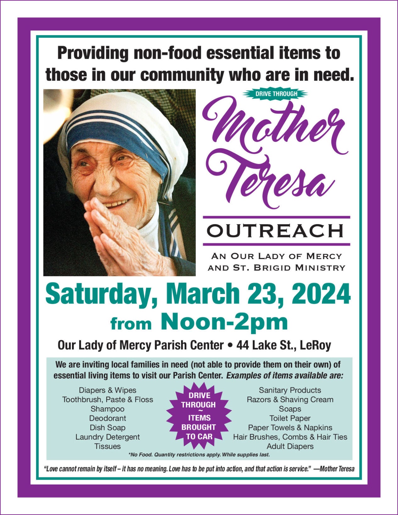 Mother Teresa's Outreach | Hometown Events | gvpennysaver.com