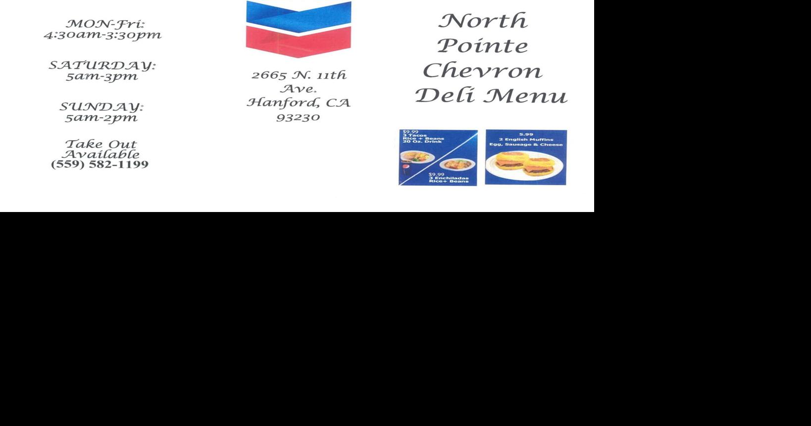 North Pointe Chevron Deli Menu | | hanfordsentinel.com