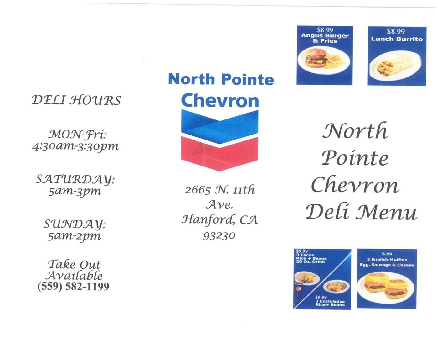 North Pointe Chevron Deli Menu | | hanfordsentinel.com