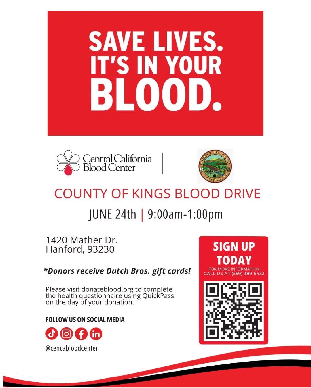 Kings County Department of Public Health hosts blood drive on June 24 ...