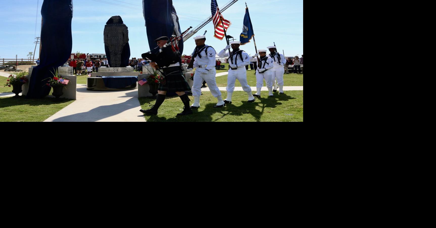 Five Pillars of Freedom veteran memorial statues unveiled in Corcoran ...