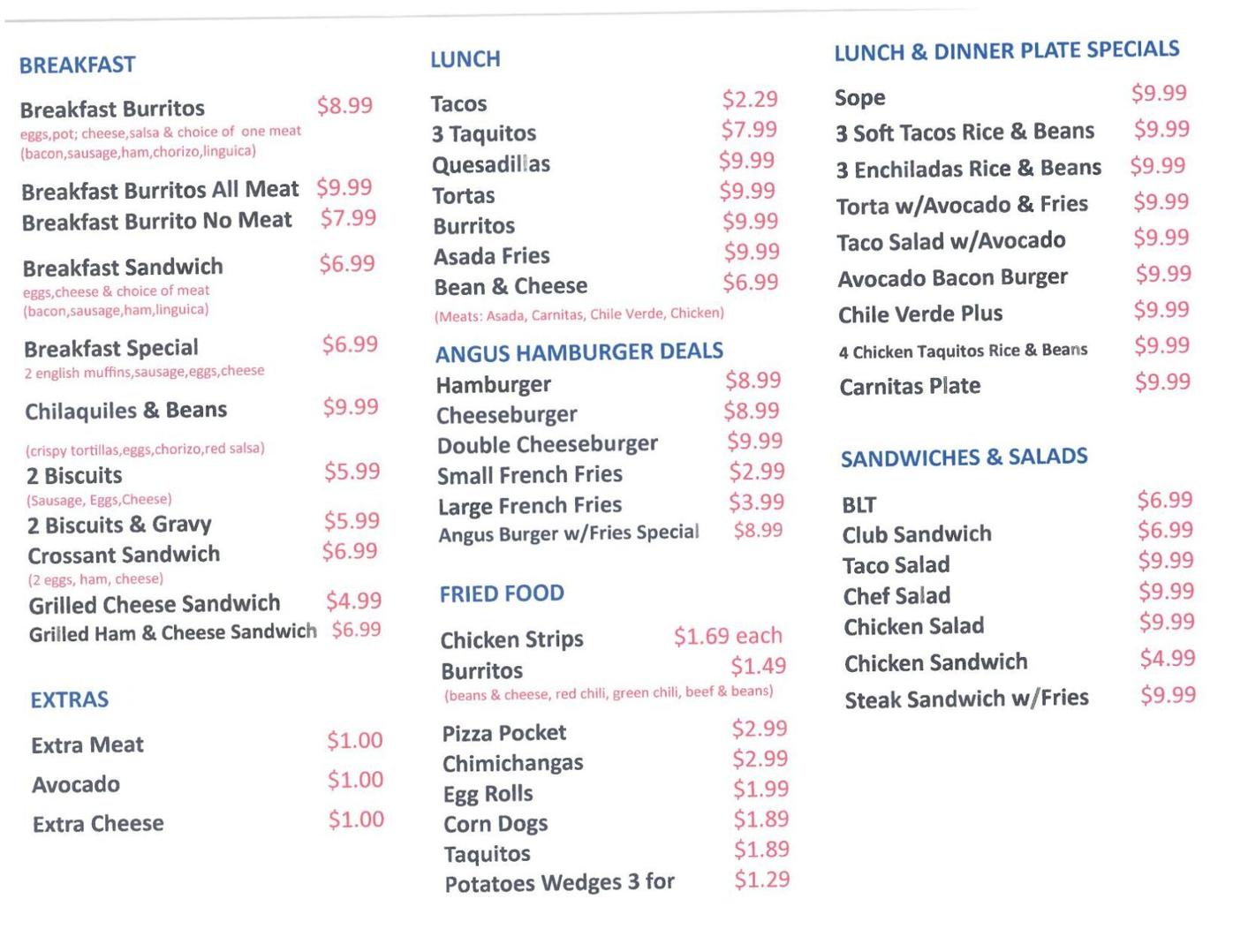 North Pointe Chevron Deli Menu | | hanfordsentinel.com