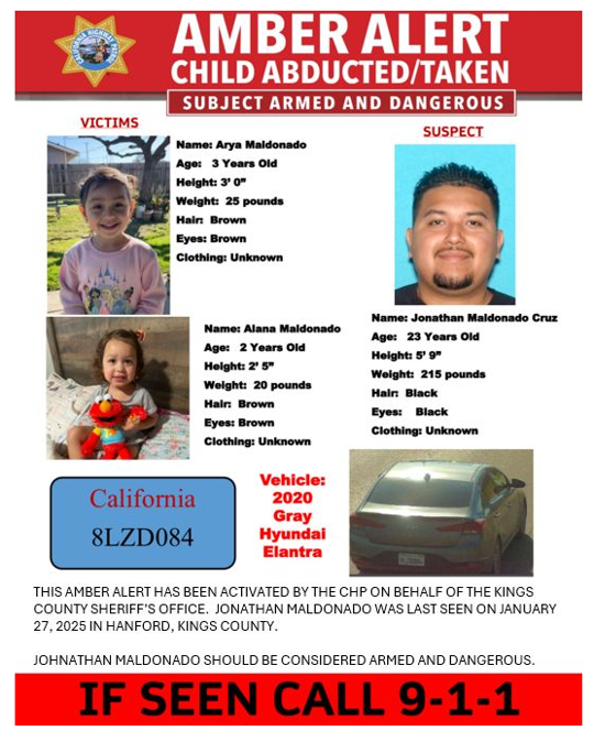 AMBER ALERT: Hanford man suspected of kidnapping his children and ...