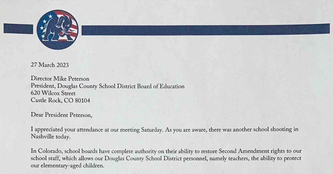 Douglas County School District dismisses GOP ask to arm teachers ...