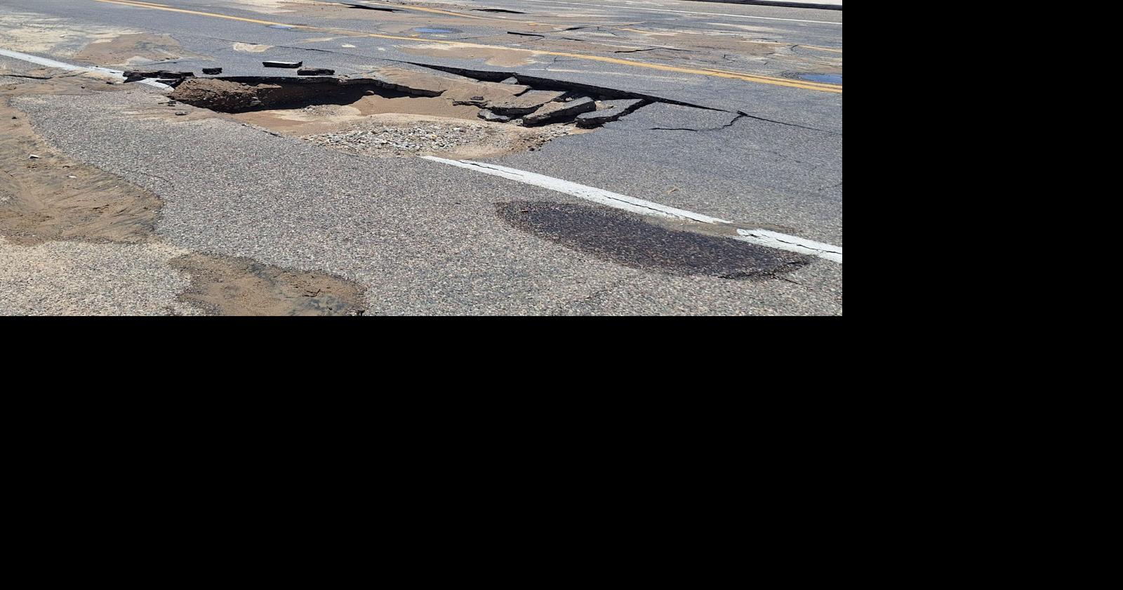 Water main break causes road collapse near London Bridge Rd, El Camino ...