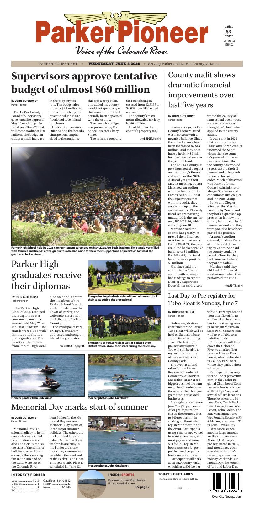 Page A1 | Parker Pioneer | havasunews.com