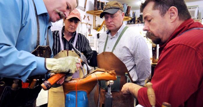 Cowboy boot maker shares traditional craft with students