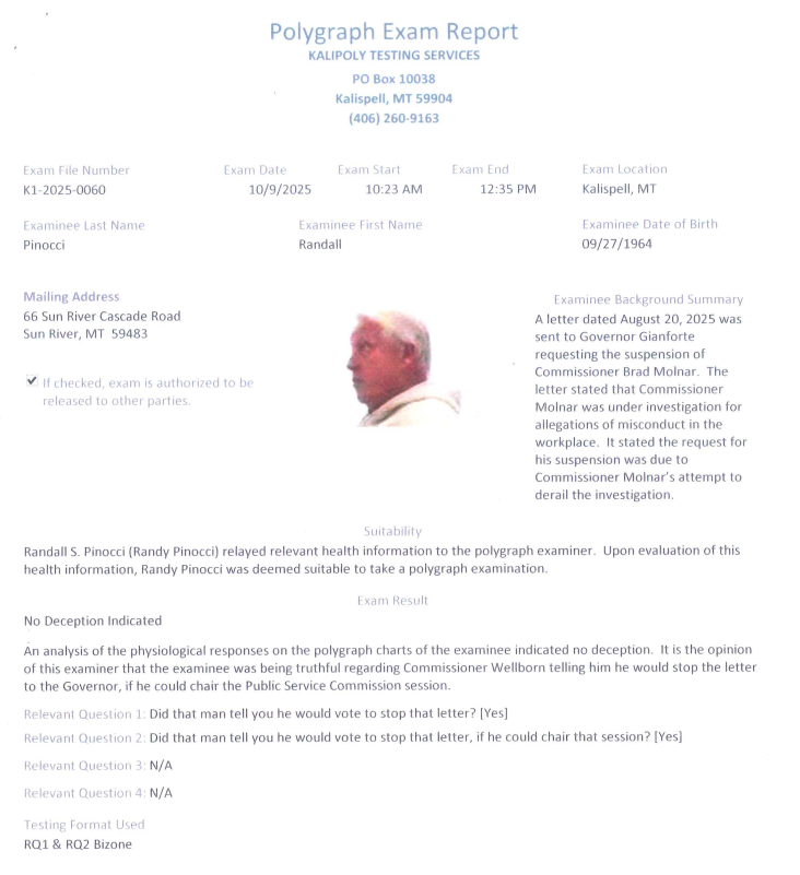See the polygraph for Montana PSC president Brad Molnar